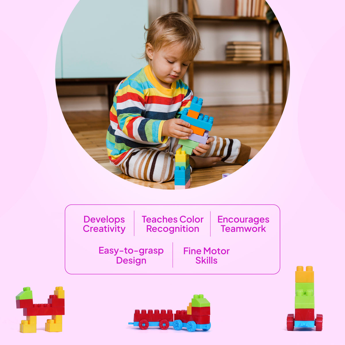 Skill Builder Set Building Blocks & Stick Puzzle Combo | FLYI