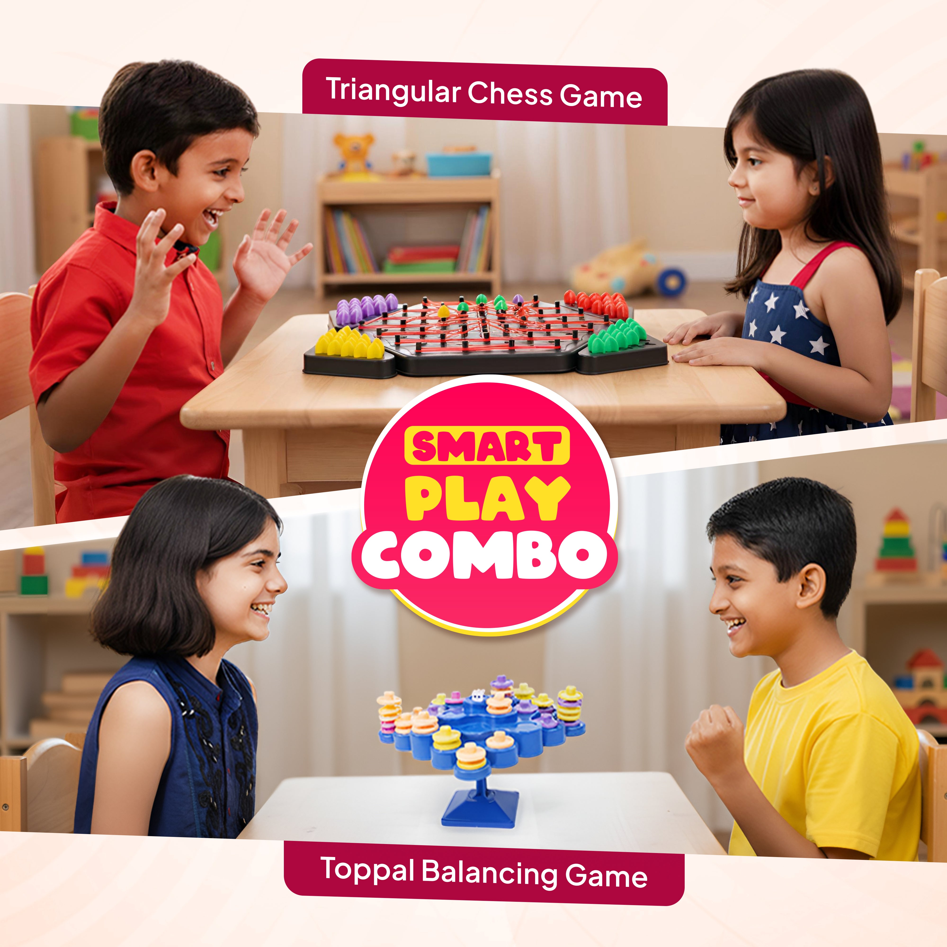 2-in-1 Triangle Chess & Topple Tree Board Game | FLYI