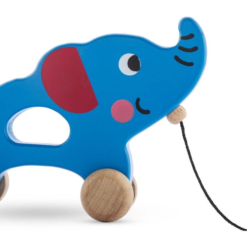 Wooden Elephant Pull Along Toy Interactive Play Toy for Kids – FLYI